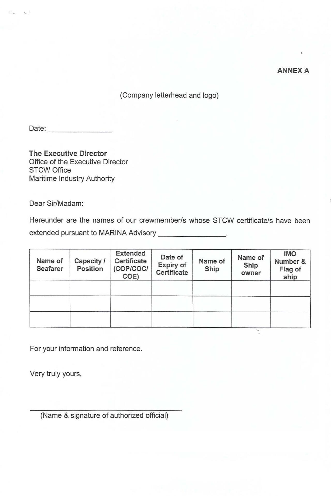 MARINA Implements One-Year Extension on Expiring STCW Certificates ...