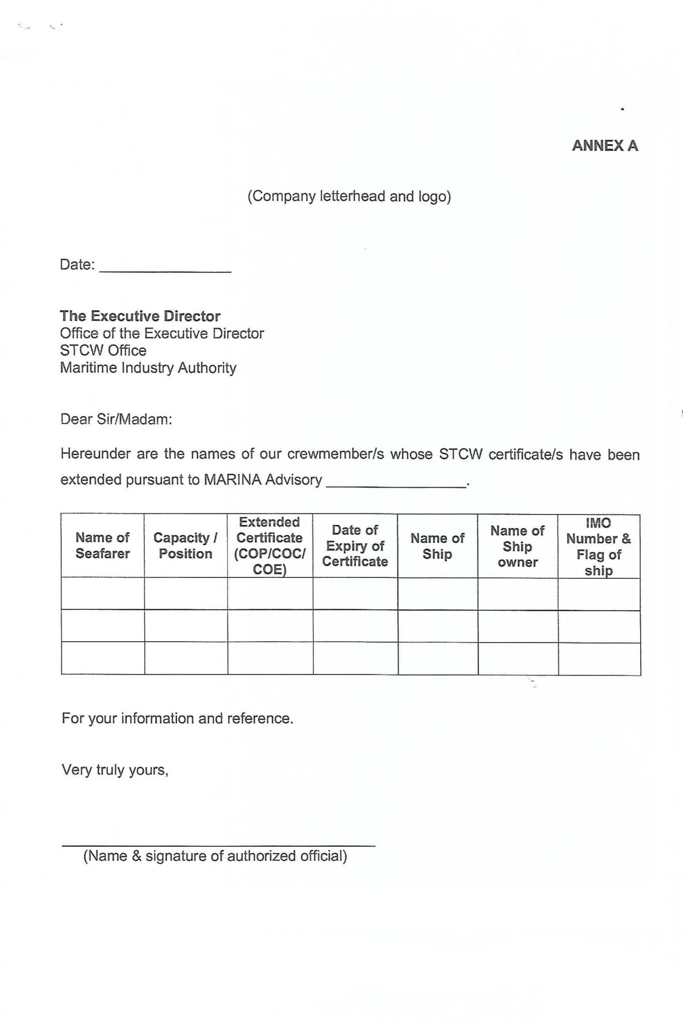 MARINA Further Extends Validity of STCW Certificates to December 2021/ ...