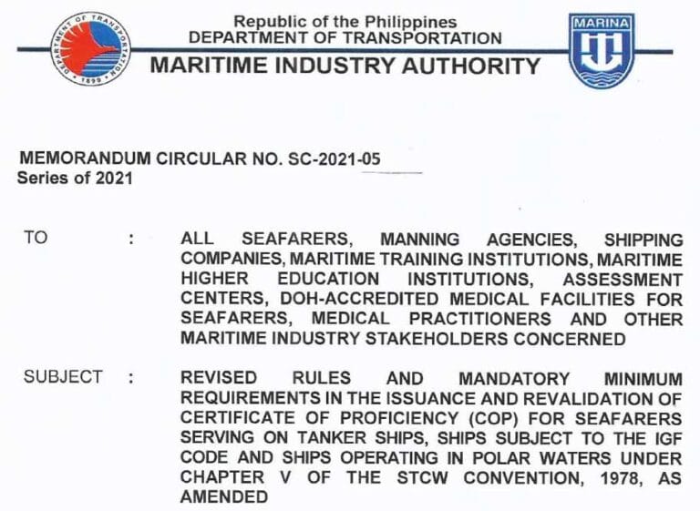 Tanker COP Requirements for BTOCT, BTLGT, ATOT, ATCT, & ATLGT