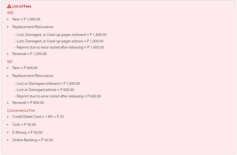 MARINA SID/ SRB (Seaman’s Book) Online Application 2024 | Captain’s ...